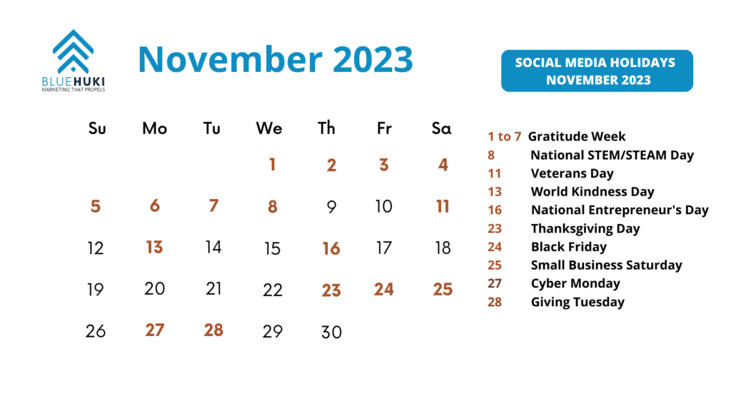 Crafting November 2023 Social Media Content! - BlueHuki Digital ...