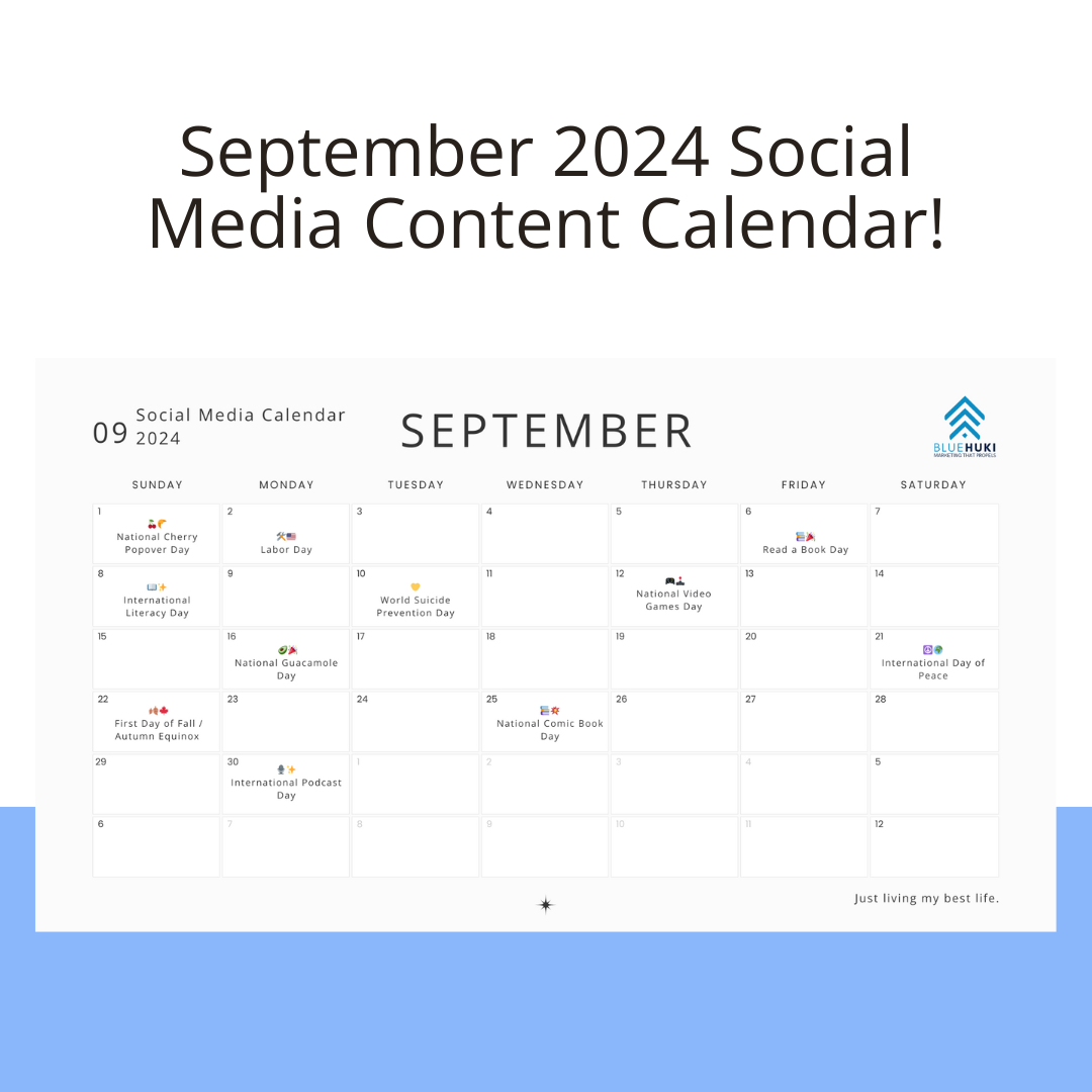 September Soar: FREE September 2024 Content Calendar - BlueHuki Digital ...